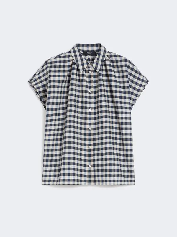 Max Mara Cotton And Ramie Batavia Shirt - Navy