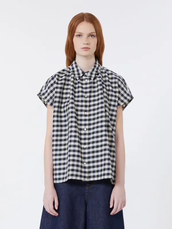 Max Mara Cotton And Ramie Batavia Shirt - Navy