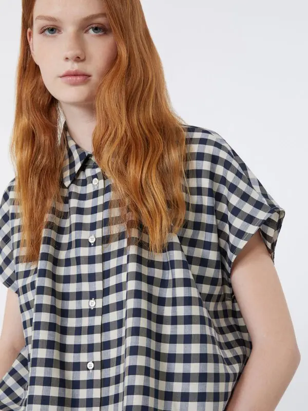 Max Mara Cotton And Ramie Batavia Shirt - Navy