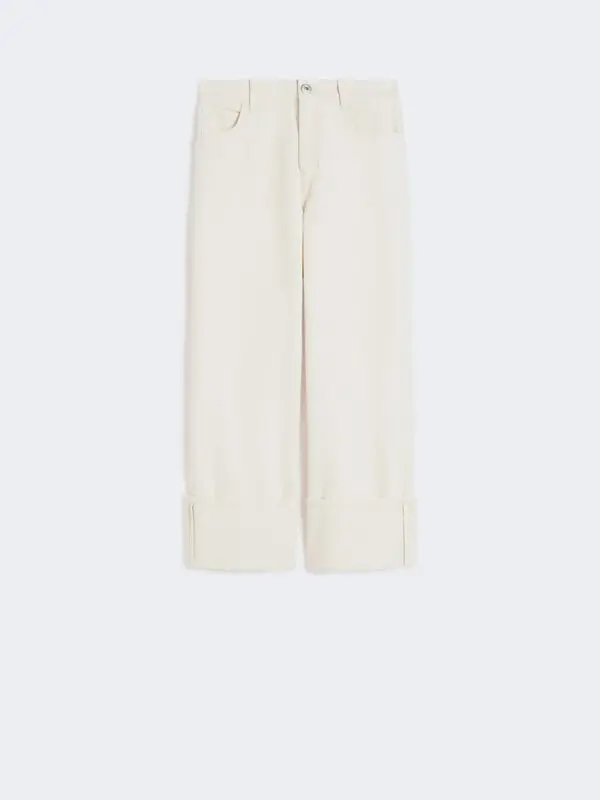 Max Mara Cotton Bull Trousers With Turn-ups - Ecru
