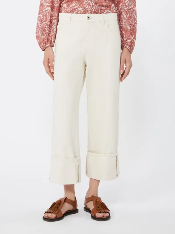 Max Mara Cotton Bull Trousers With Turn-ups