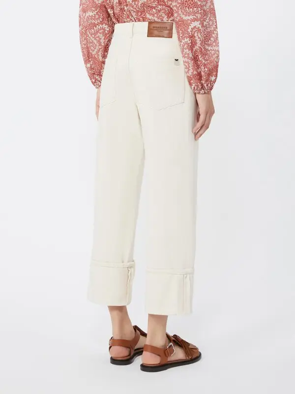 Max Mara Cotton Bull Trousers With Turn-ups