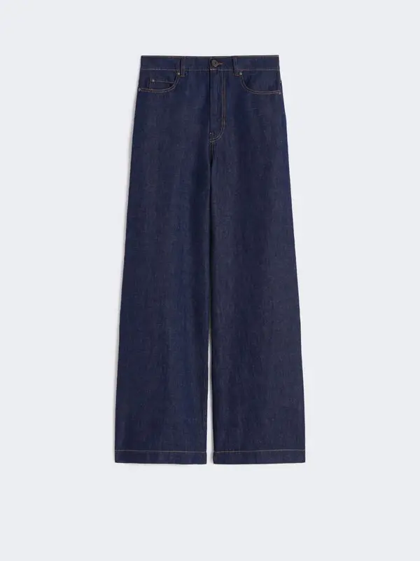 Max Mara Linen And Cotton Denim Jeans - Navy