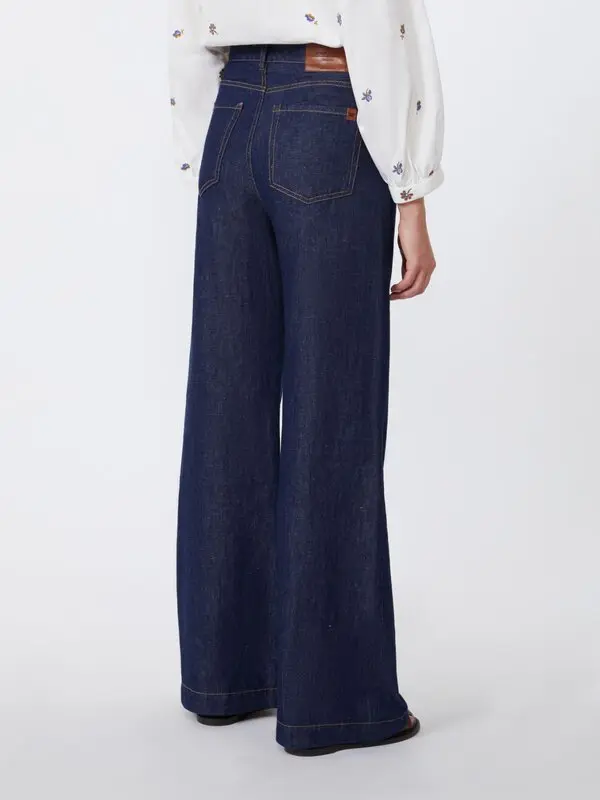Max Mara Linen And Cotton Denim Flare Jeans