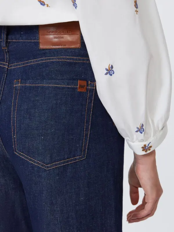 Max Mara Linen And Cotton Denim Flare Jeans
