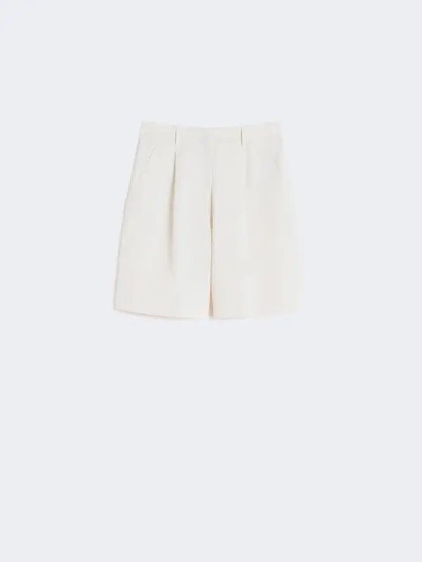 Max Mara Cotton And Linen Canvas Bermuda Shorts - Ecru