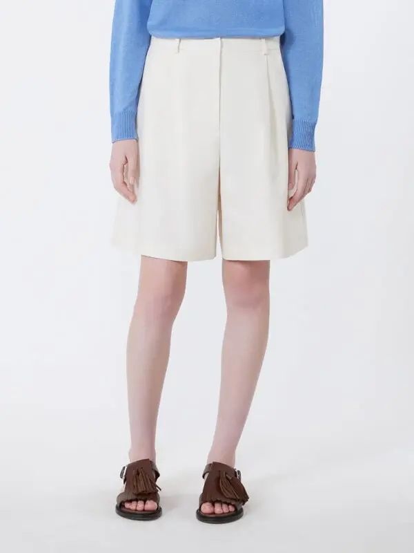 Max Mara Cotton And Linen Canvas Bermuda Shorts - Ecru