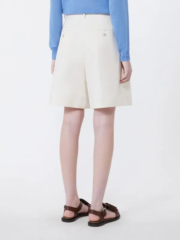 Max Mara Cotton And Linen Canvas Bermuda Shorts - Ecru