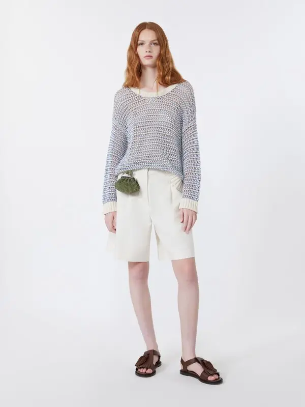 Max Mara Cotton And Linen Canvas Bermuda Shorts - Ecru