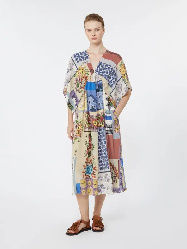 Max Mara Printed Silk Crêpe De Chine Midi Dress - Multicolour