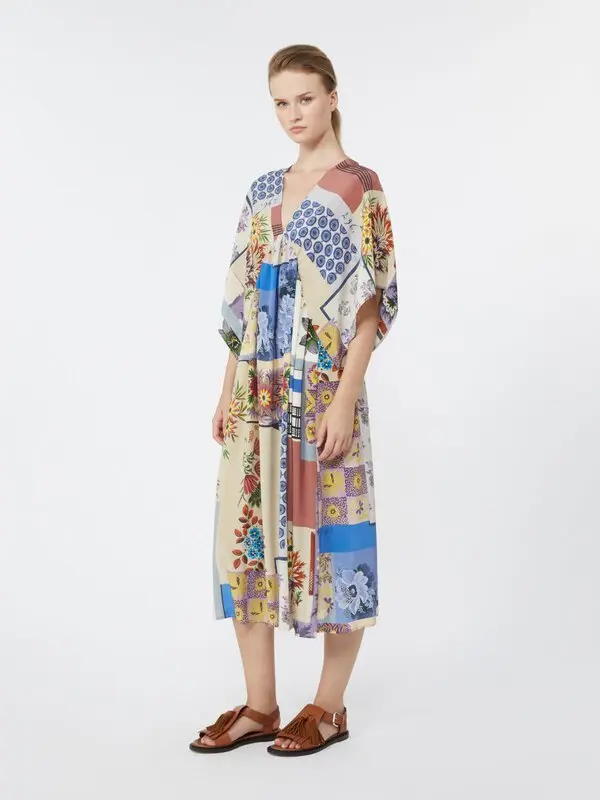 Max Mara Printed Silk Crêpe De Chine Midi Dress - Multicolour