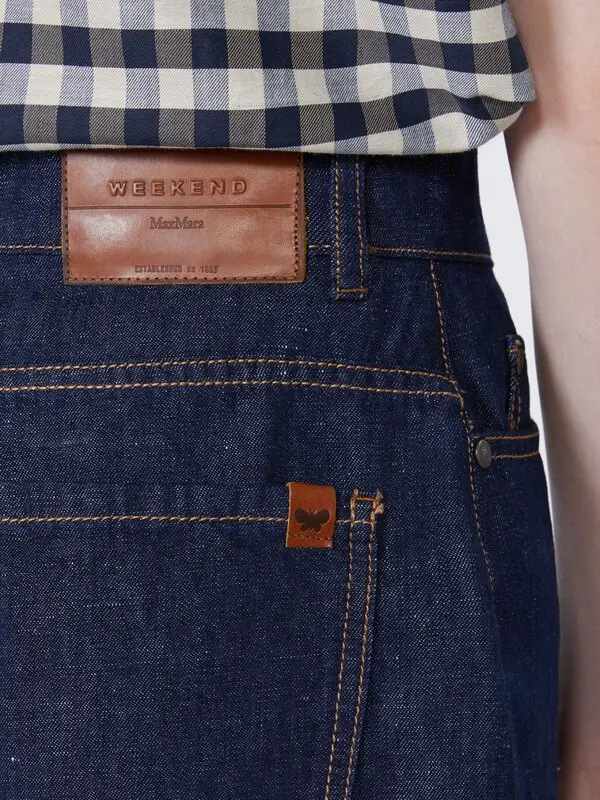 Max Mara Cotton And Linen Denim Bermuda Shorts - Navy