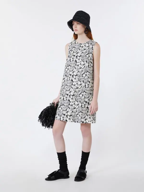 Max Mara Printed A-line Dress - Black