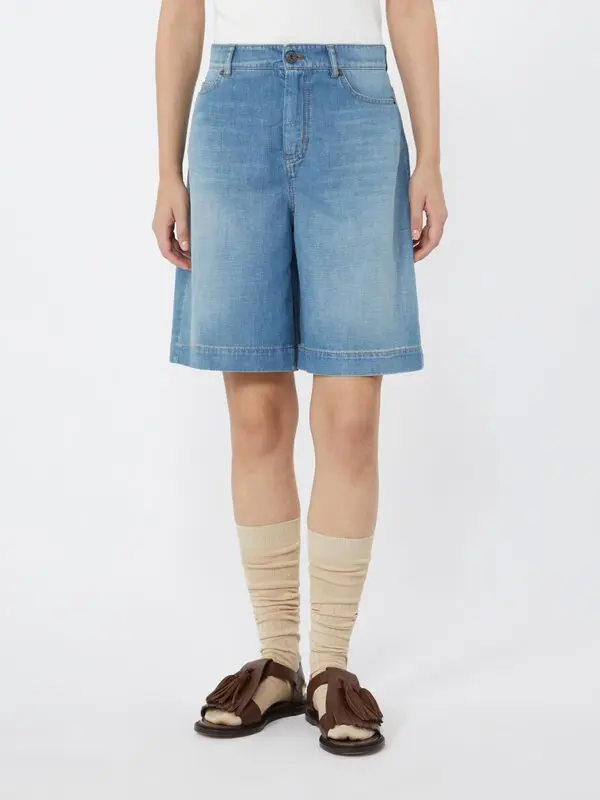 Max Mara Cotton And Linen Denim Bermuda Shorts