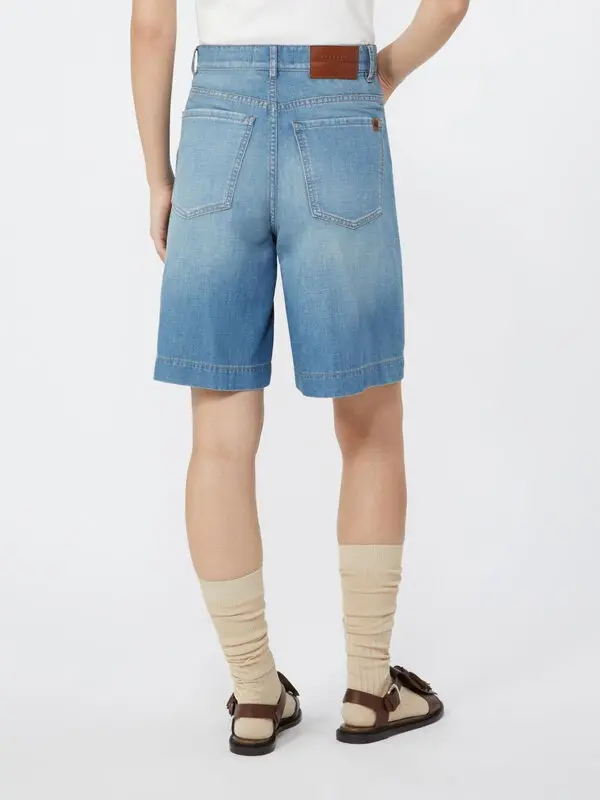 Max Mara Cotton And Linen Denim Bermuda Shorts