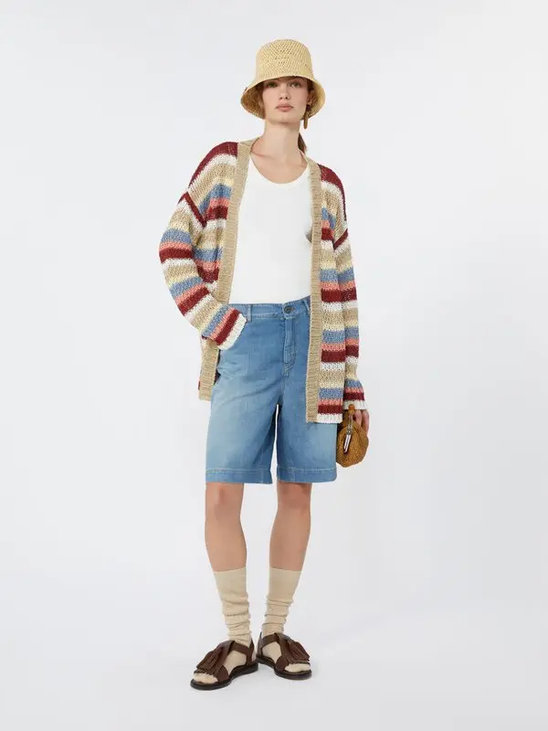 Max Mara Cotton And Linen Denim Bermuda Shorts