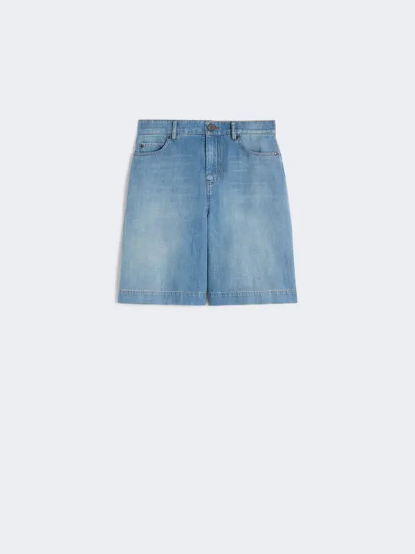 Max Mara Cotton And Linen Denim Bermuda Shorts