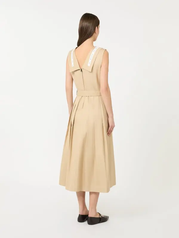 Max Mara Water-repellent Gabardine Midi Dress - Beige