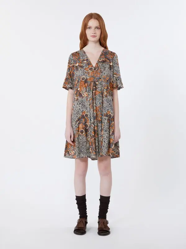Max Mara Printed Cotton Jersey Kaftan Dress