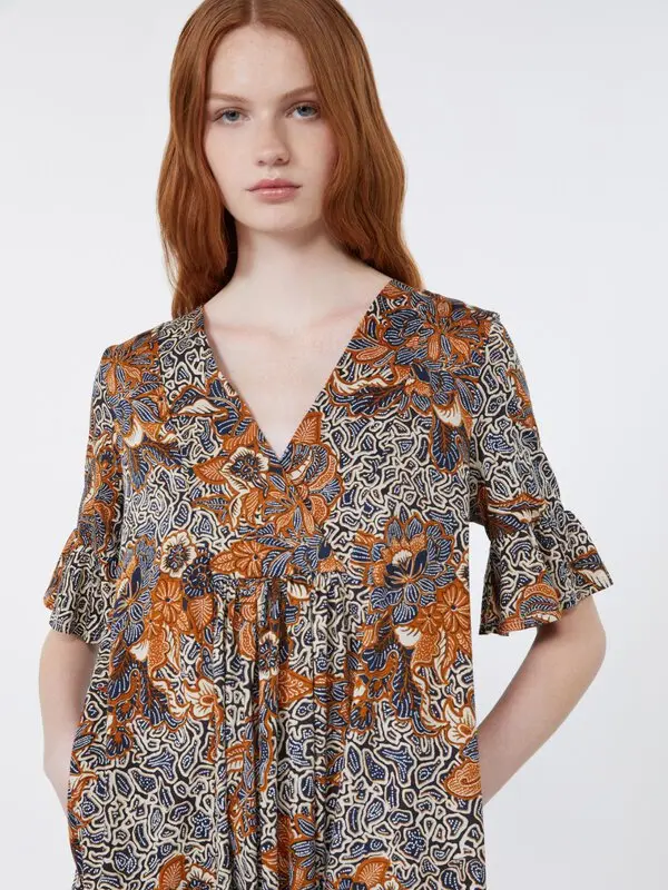 Max Mara Printed Cotton Jersey Kaftan Dress