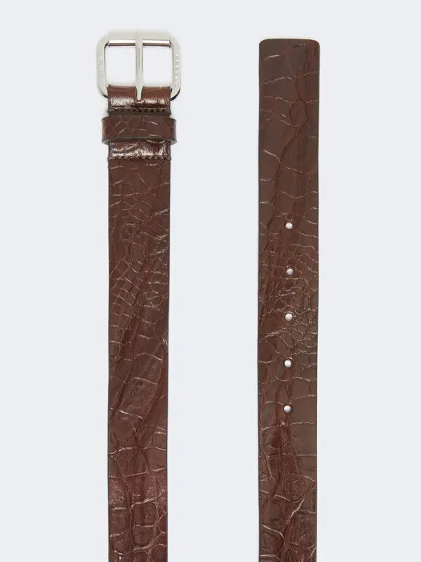 Max Mara Croc-print Leather Belt - Brown