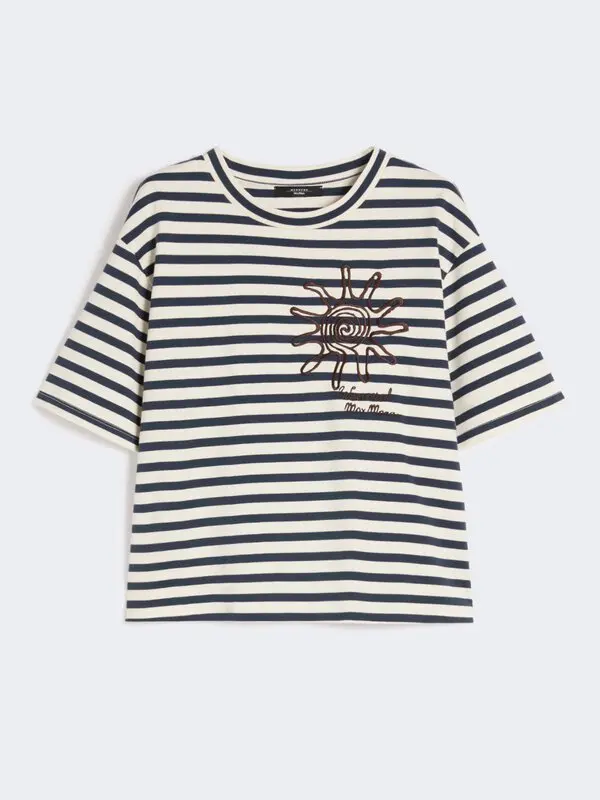 Max Mara Printed Cotton Jersey T-shirt - Navy