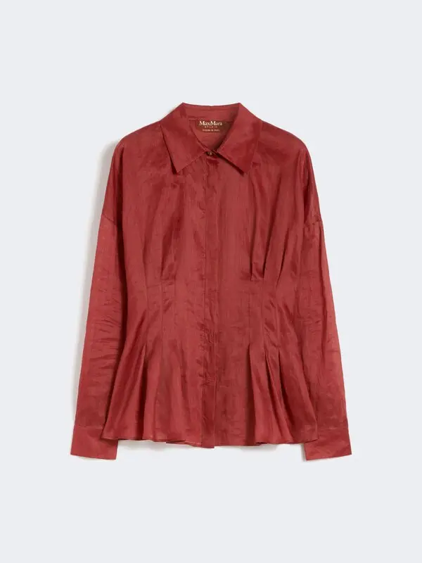 Max Mara Long-sleeved Ramie Canvas Shirt - Brick Red