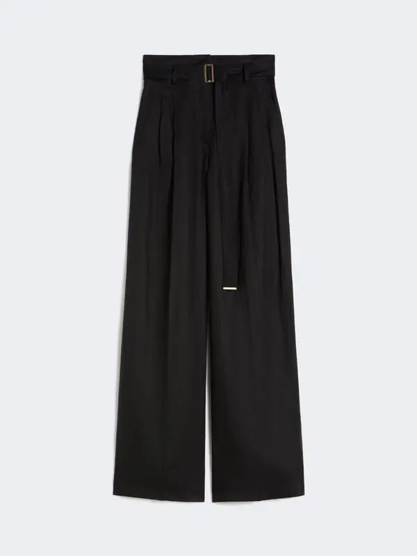 Max Mara Linen Canvas Trousers - Black