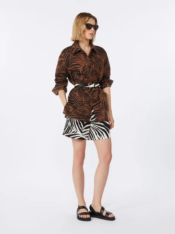 Max Mara Printed Cotton And Linen Shorts
