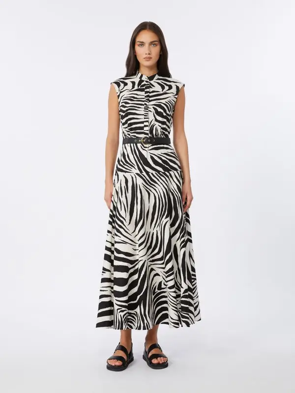 Max Mara Printed Poplin Shirt Dress - Black