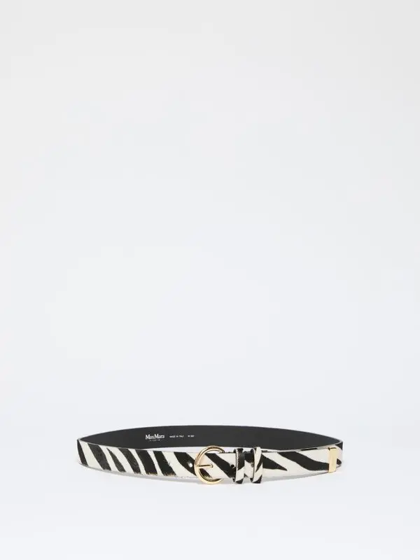 Max Mara Pony Hair-look Leather Waist Belt - White