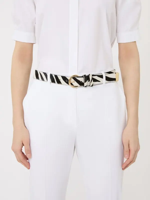 Max Mara Pony Hair-look Leather Waist Belt - White