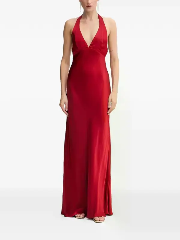 Bardot Magdalene Halter Neck Maxi Dress - Red