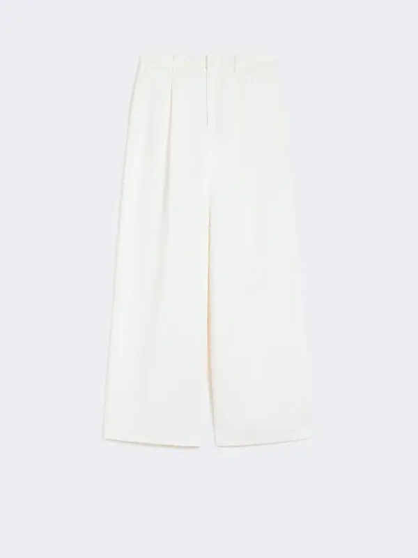 Max Mara Wide-fit Cotton And Linen Trousers - White