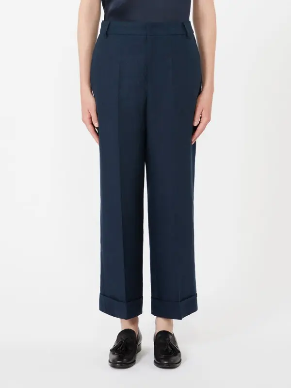 Max Mara Linen Basketweave Straight Trousers