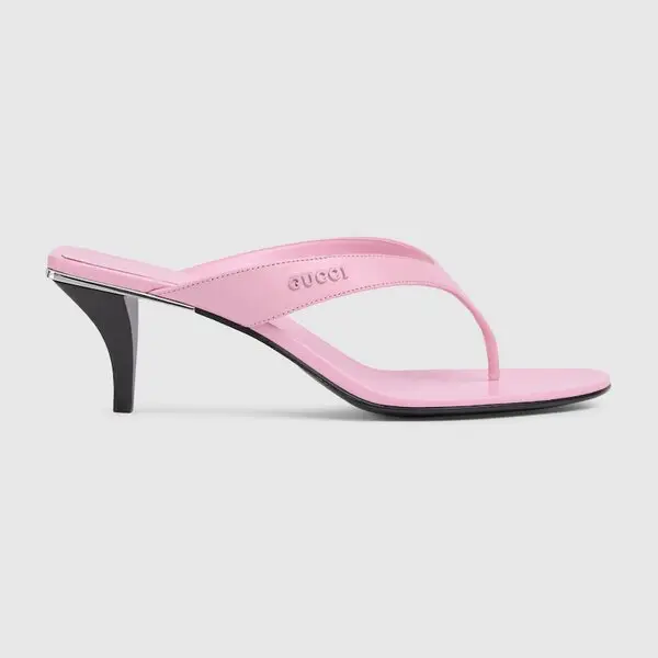 Gucci Vittoria Leather Thong Sandal - Pink