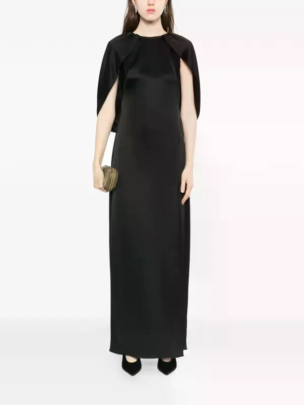 Amsale Column Cape Maxi Dress - Black