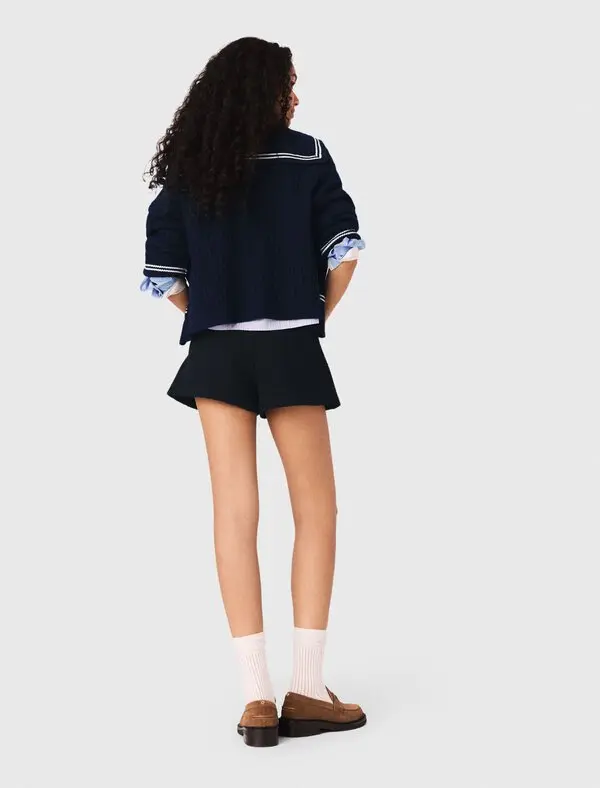 Maje Textured Tweed Shorts With Denim Accents