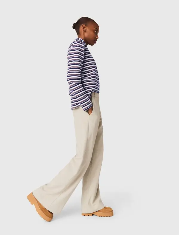 Maje Wide-leg Suit Trousers In Viscose With Marl Effect