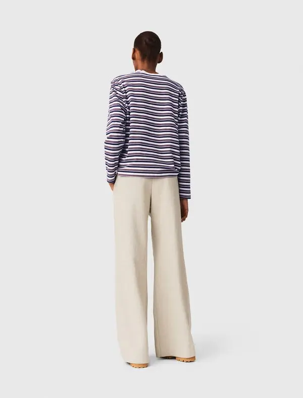 Maje Wide-leg Suit Trousers In Viscose With Marl Effect
