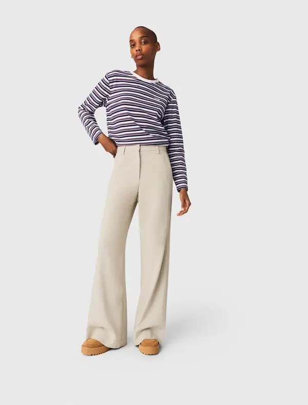 Maje Wide-leg Suit Trousers In Viscose With Marl Effect