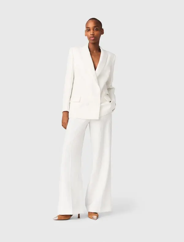 Maje Woman's Lyocell Double-breasted Suit Jacket - White
