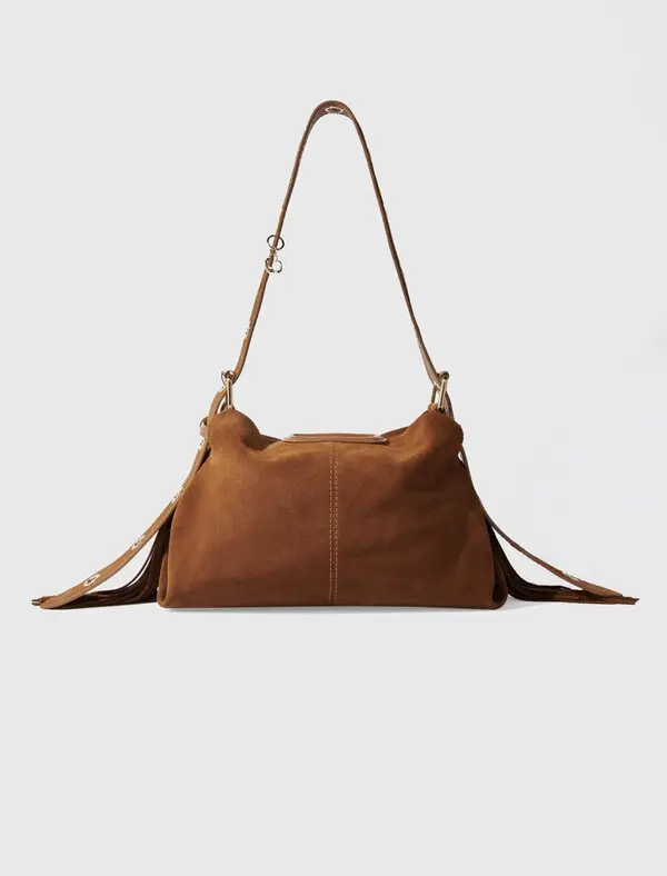 Maje Suede Miss M Bag - Camel