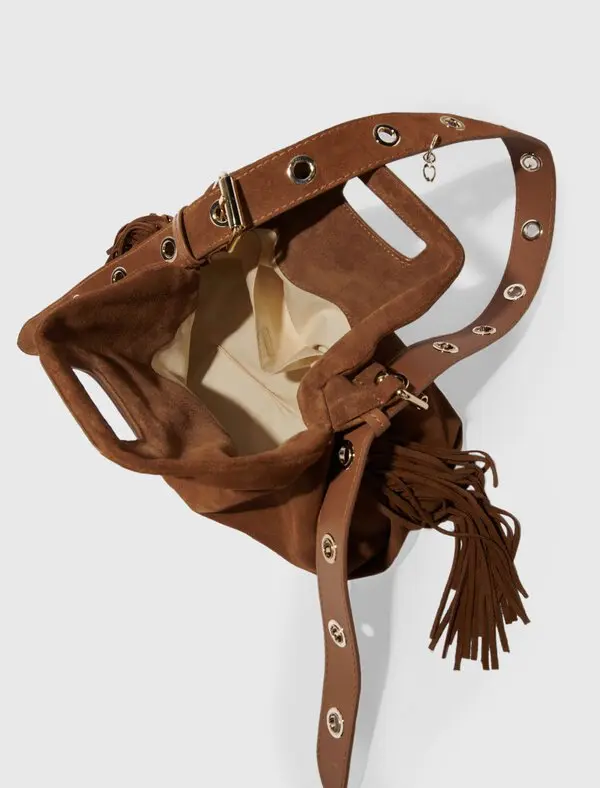 Maje Suede Miss M Bag - Camel