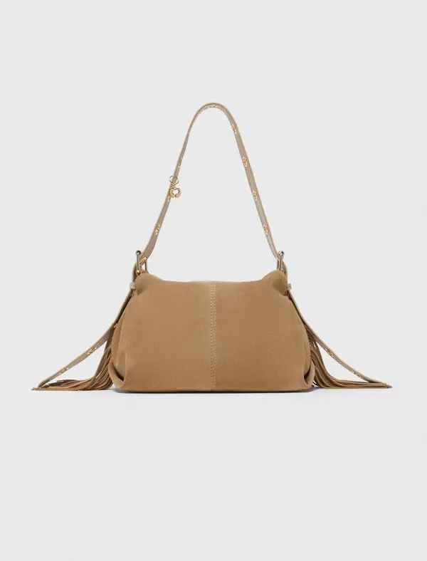 Maje Leather Suede Miss M Bag - Cappucino