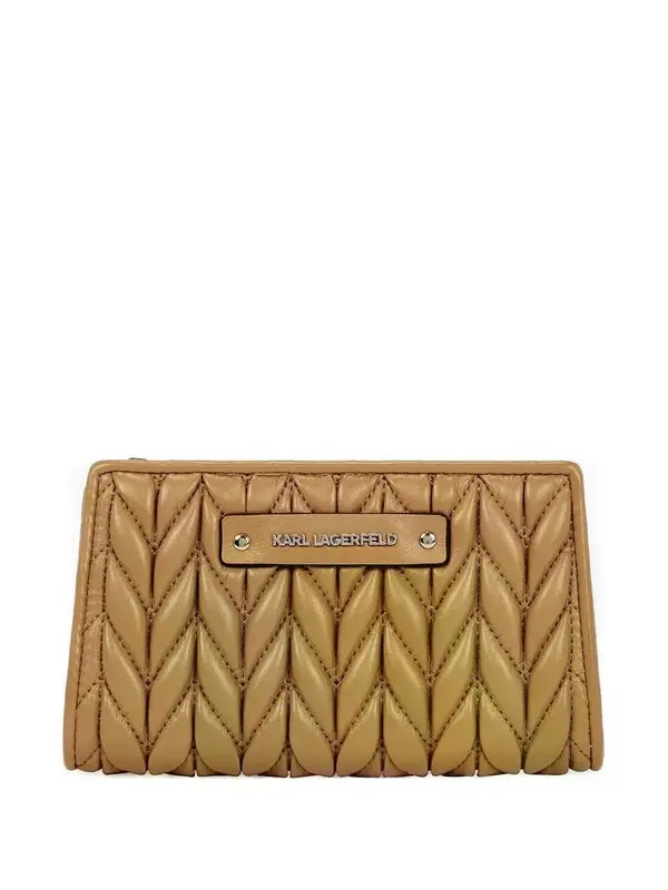 Karl Lagerfeld Quilted Logo-plaque Wallet - Neutrals