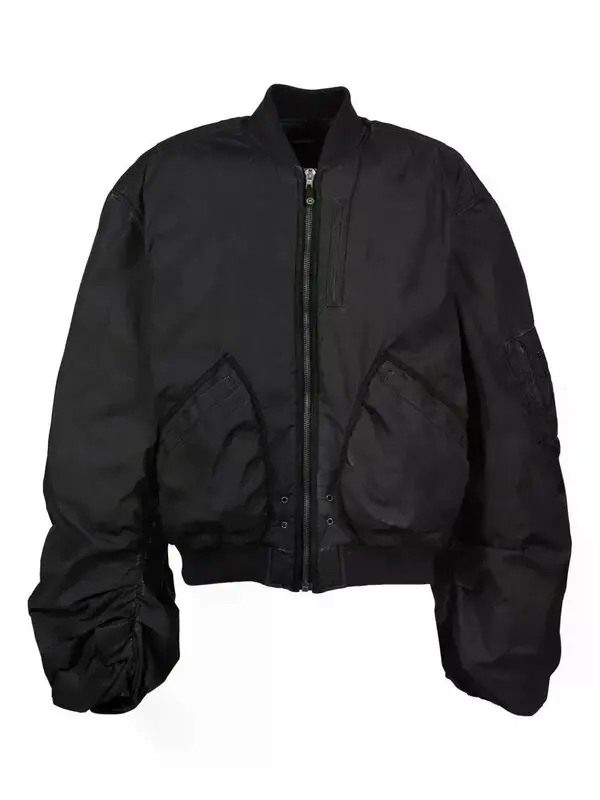 We11Done Gathered-effect Bomber Jacket - Black