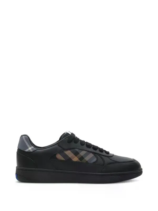 Burberry Leather And Check Terrace Sneakers - Black