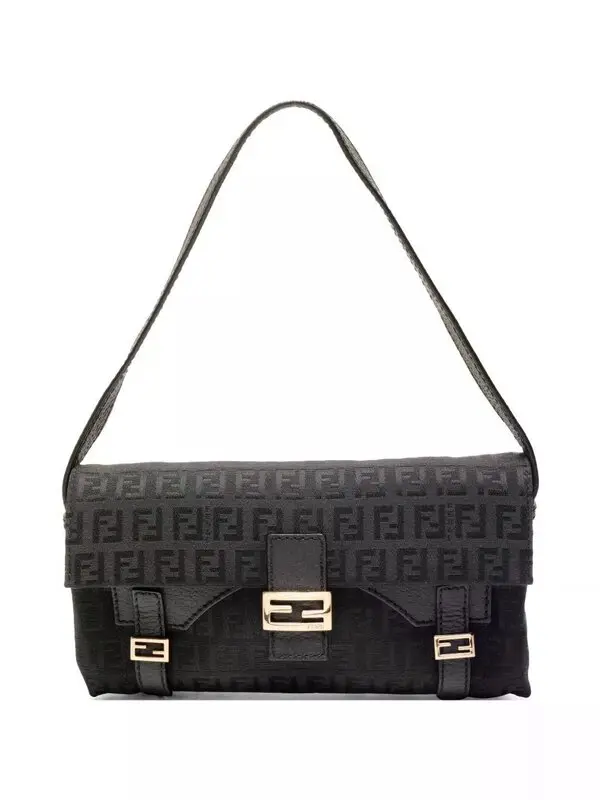 Fendi 2000-2020 Zuccca Shoulder Bag - Black