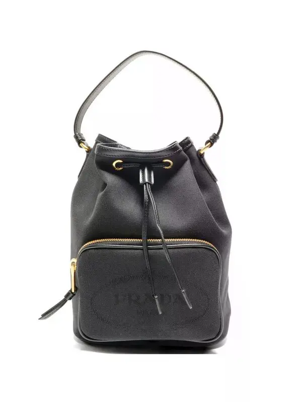 Prada 2010s Logo-detail Bucket Bag - Black